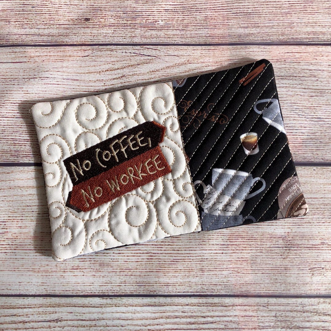 Coffee Lover Mug Rug Gift, Handmade Embroidered Drink Mat, Cappuccino ...