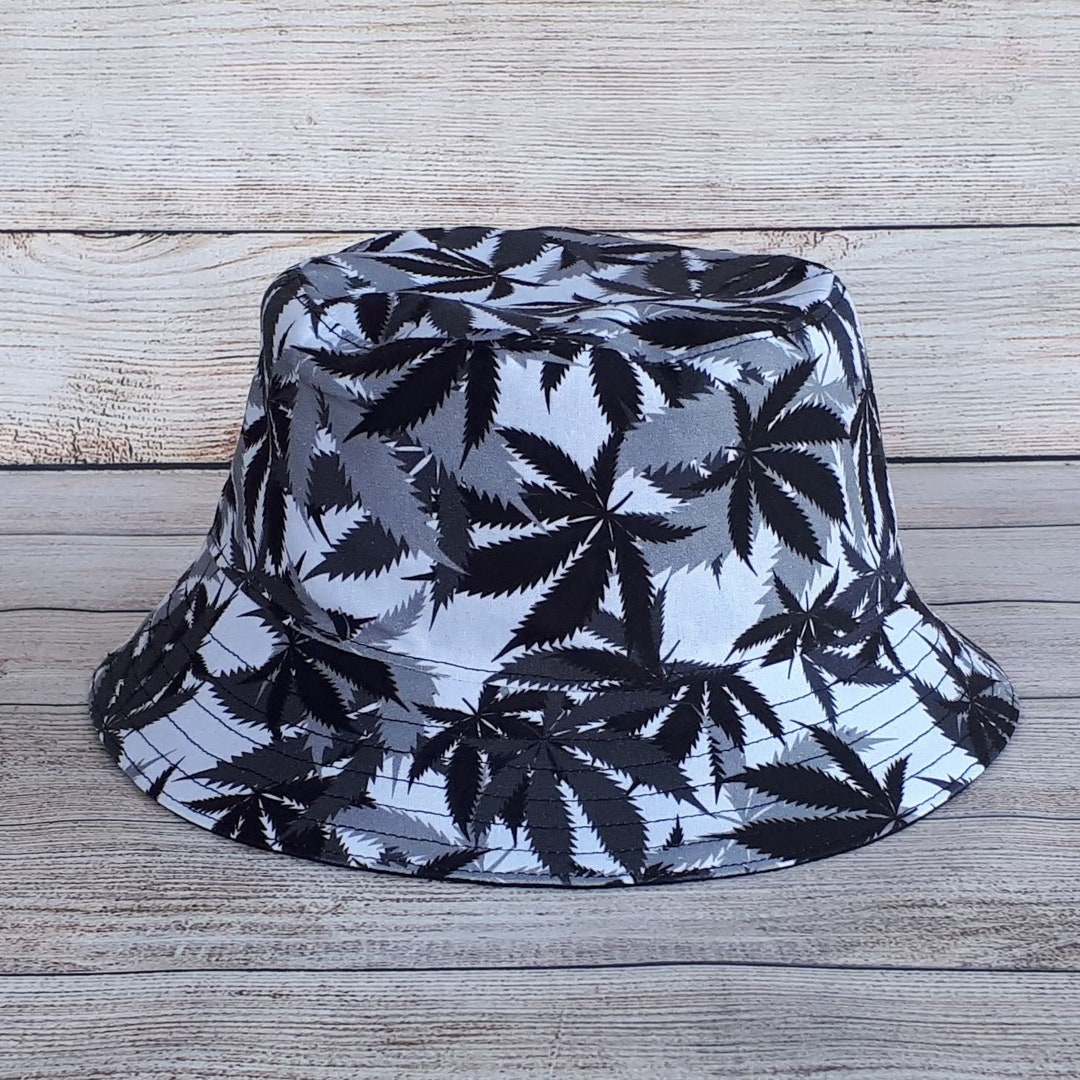 Adult Bucket Hat - Marijuana Leaf Reversible Cotton Hat, Trendy ...