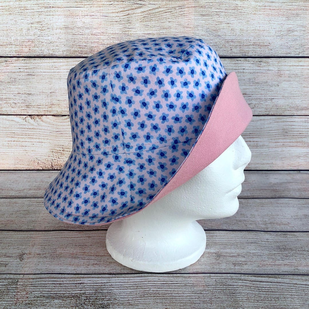 Girls Sun Hat, Cute Pink Flowers, Pretty Reversible Cotton Hat for Girl ...