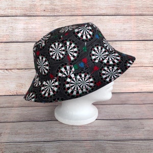 Adult Bucket Hat - Dartboard Game, Dart Game Hat, Playing Darts Hat ...