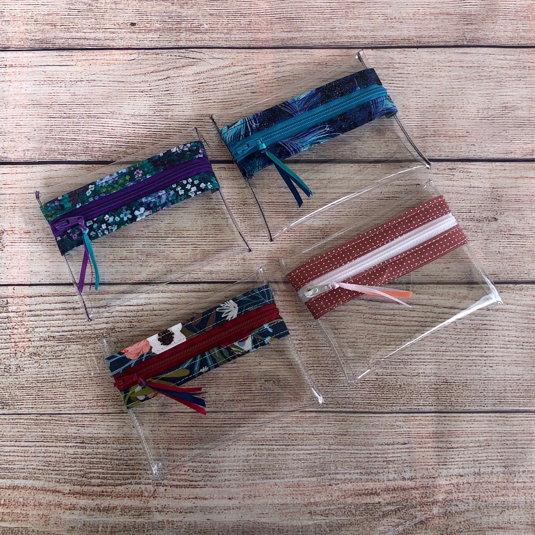 Handmade Small Zipper Credit Card Pouch, See Thru Minimalist Coin Purse ...