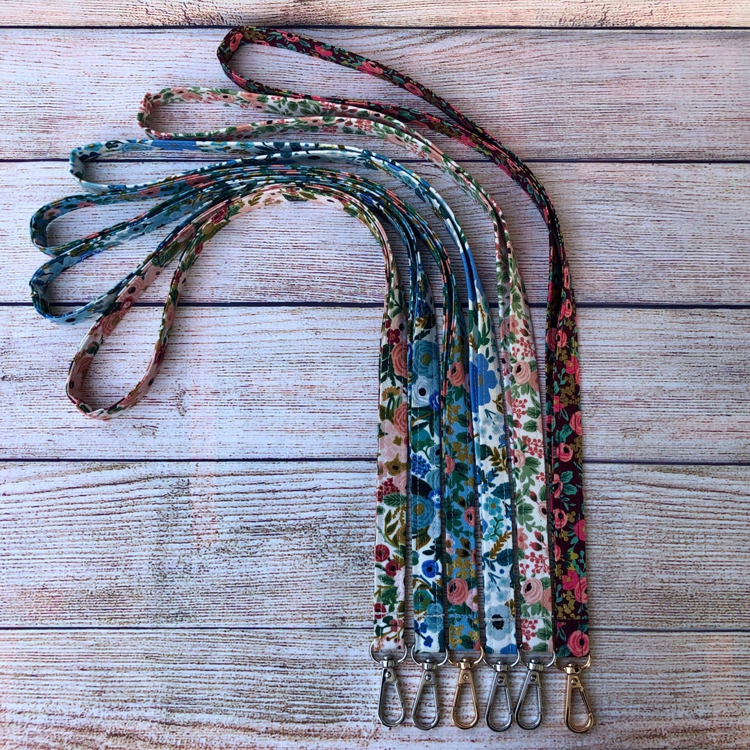 Floral Key Lanyard, Pretty Rifle Paper Co Handmade Keychain, Fabric ID ...