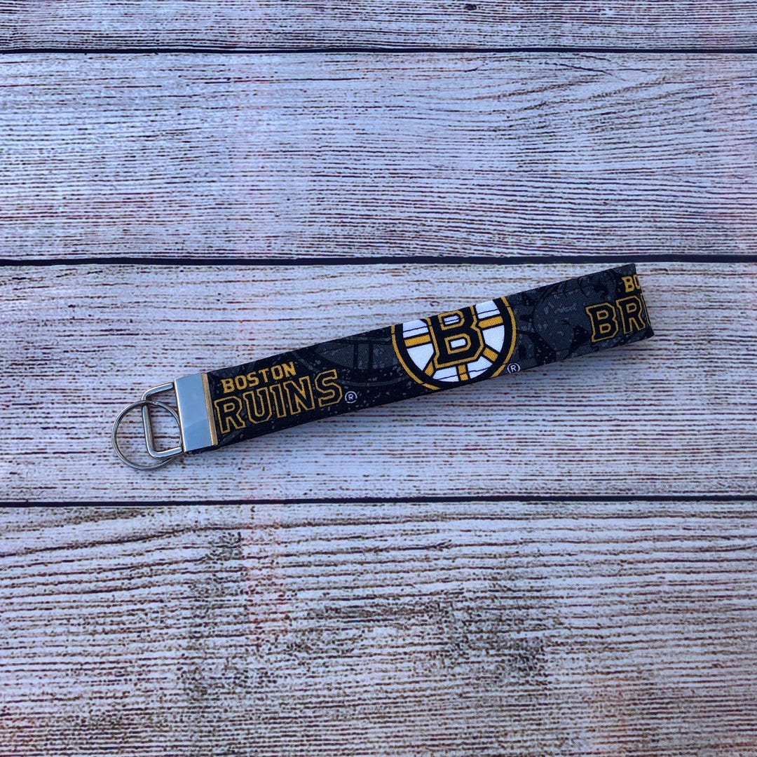 NHL Boston Bruins Team Keychain, Key Ring Wristlet Strap, Handmade ...