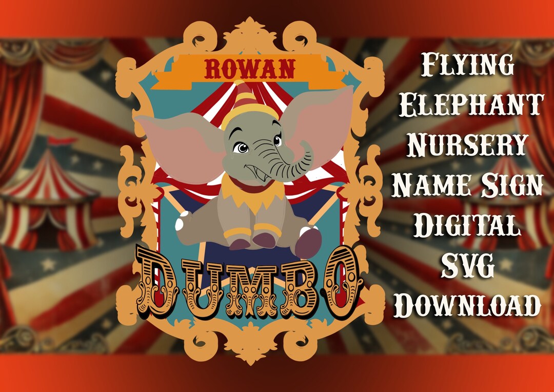 Personalized Flying Elephant Nursery Name Sign SVG for Glowforge - Etsy