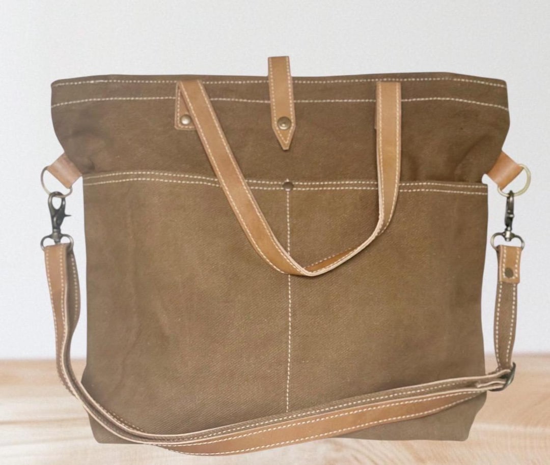 Canvas Messenger Bag, Laptop Bag, Work Tote, Crossbody Shoulder Bag for ...