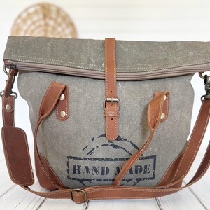Vintage Style 100% Hand Made Printed Shoulder Bag Made From Leather and ...
