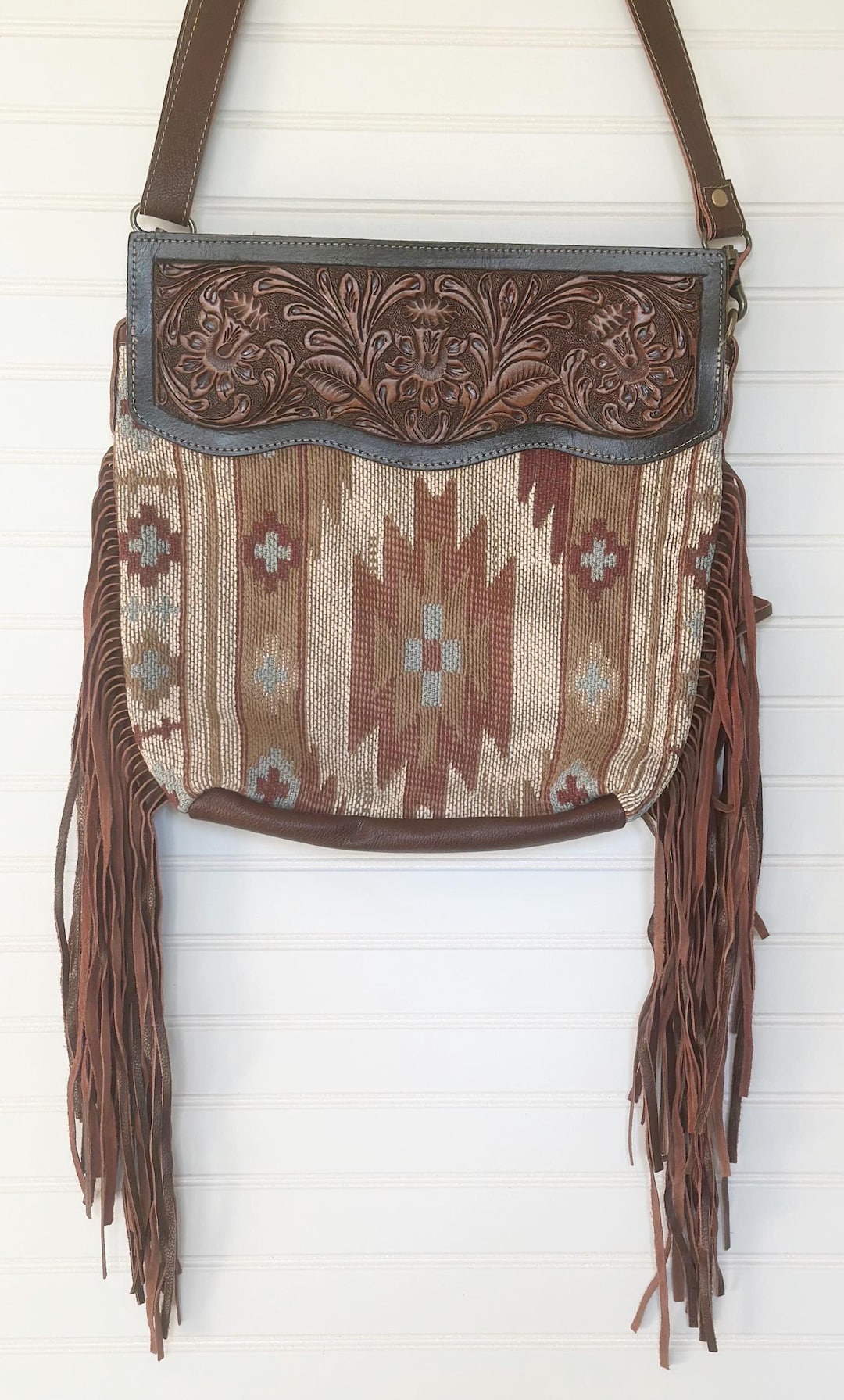 Hand Tooled Western Fringe Bag | Genuine Leather | Womens Purse ...