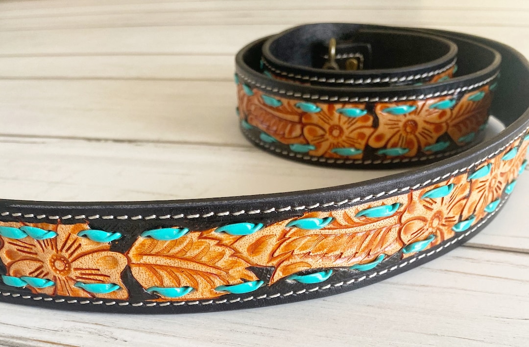 Genuine Leather Hand Tooled Purse Strap - Etsy