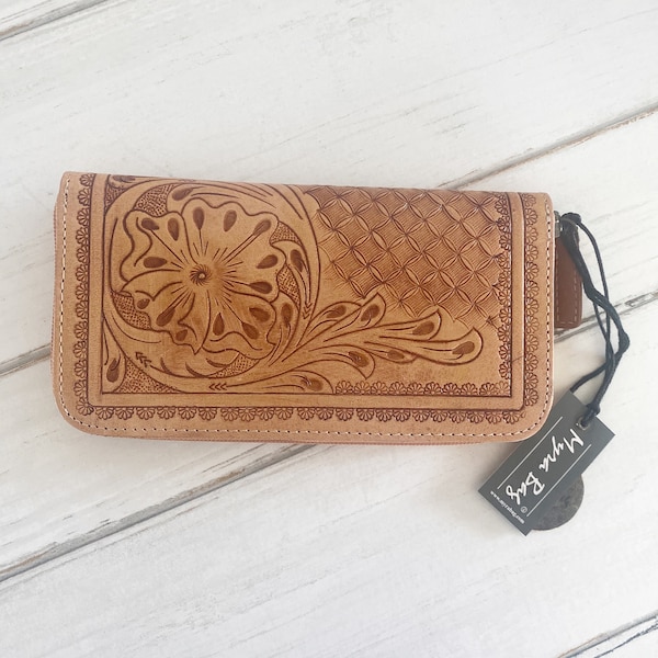 Tooled Western Wallet - Etsy