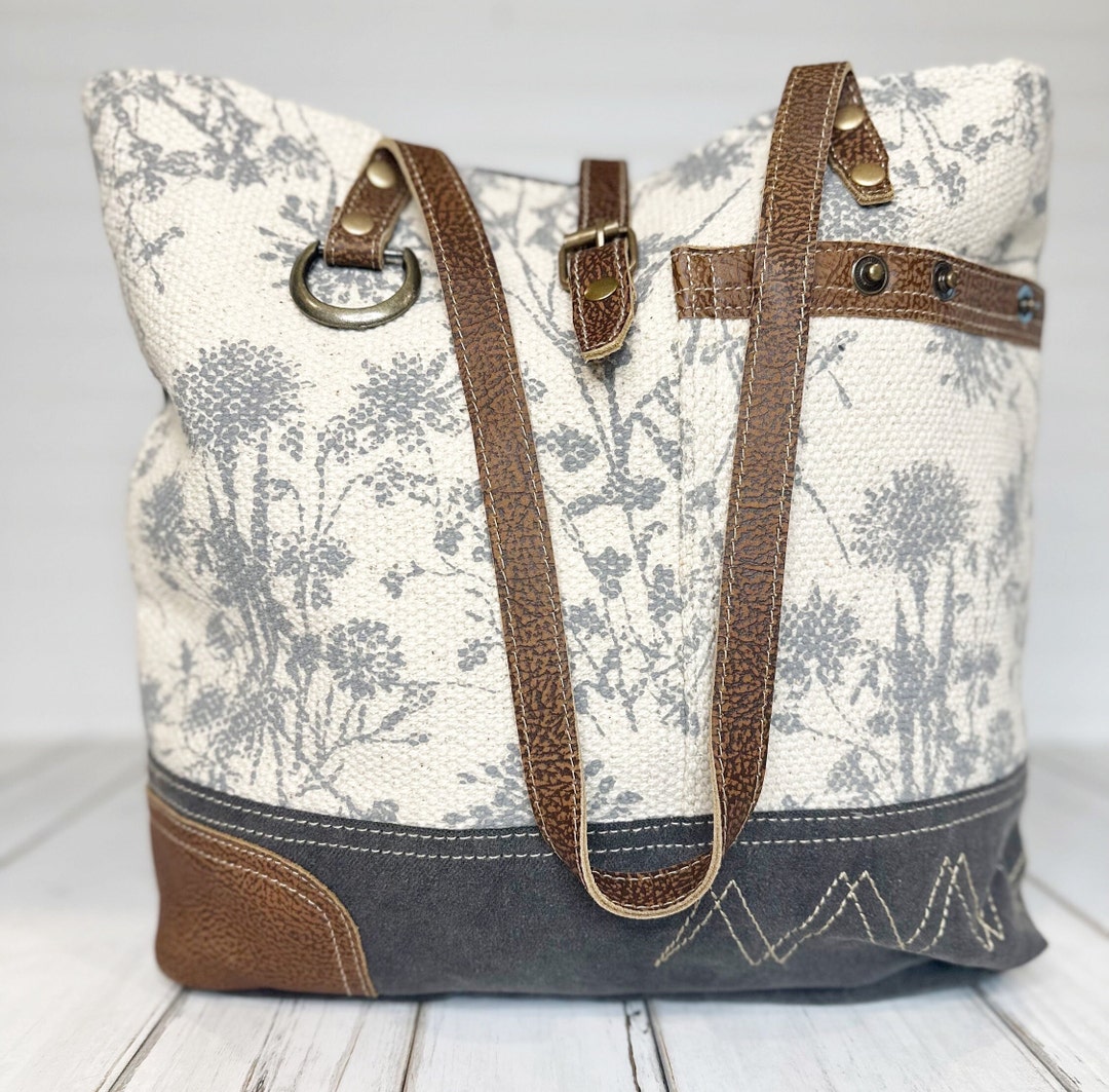 Womens Floral Pattern Tote Bag | Made From Leather, Rug and Canvas ...
