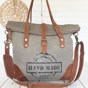 Vintage Style 100% Hand Made Printed Shoulder Bag Made From Leather and ...