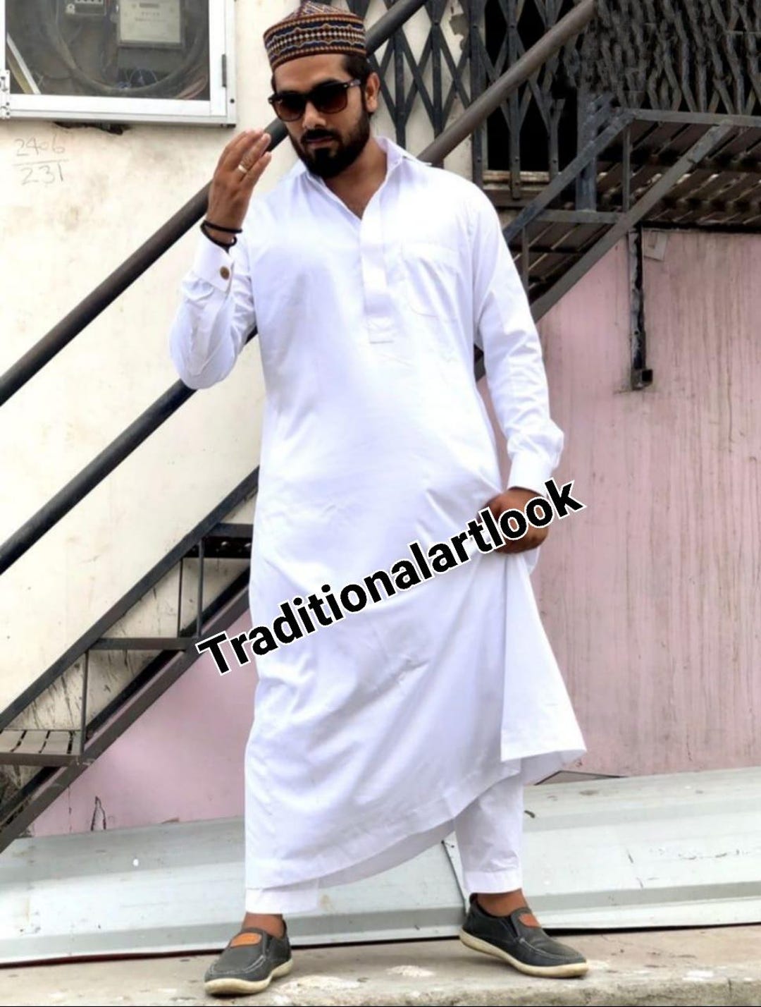 Men's White Jubba, Saudi Arab Thobe, Long Sleeve Kaftan Robe, Pakistani ...