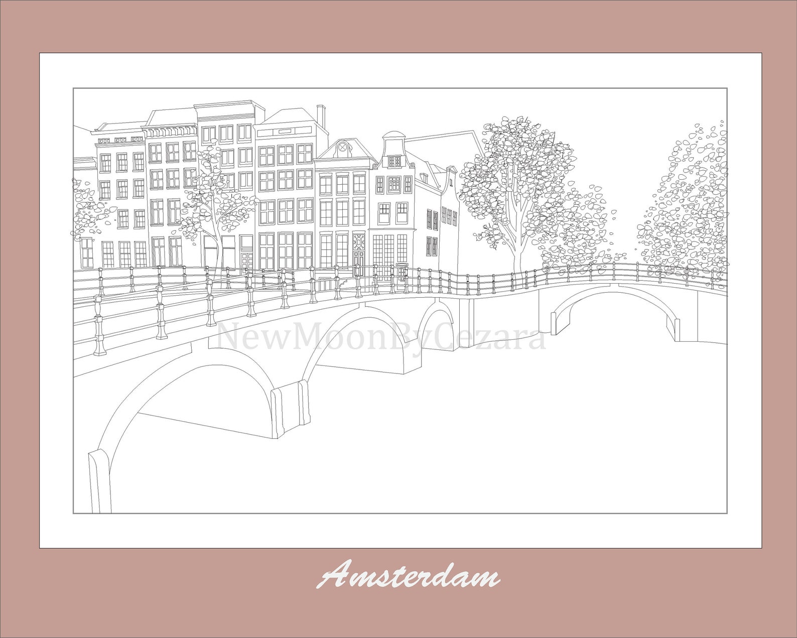 Printable Coloring Page-amsterdam - Etsy