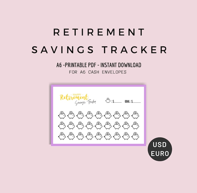 A6 Retirement Savings Tracker, Printable Savings Binder Insert, A6 Cash ...