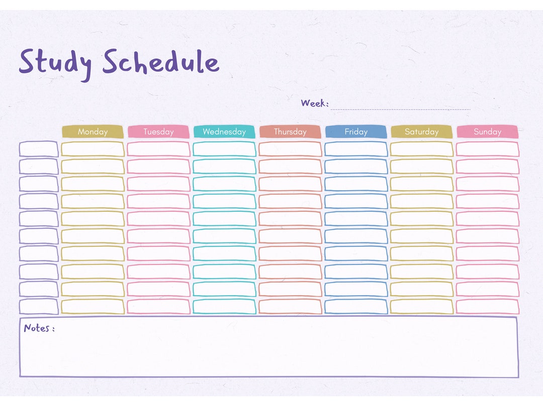 Study Schedule Printable, Printable Weekly Planner, Weekly Planner ...