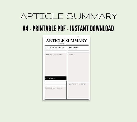 Research Article Summary Textbook Summaries Papers Student - Etsy