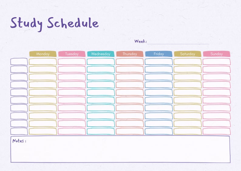 Study Schedule Printable Printable Weekly Planner Weekly - Etsy