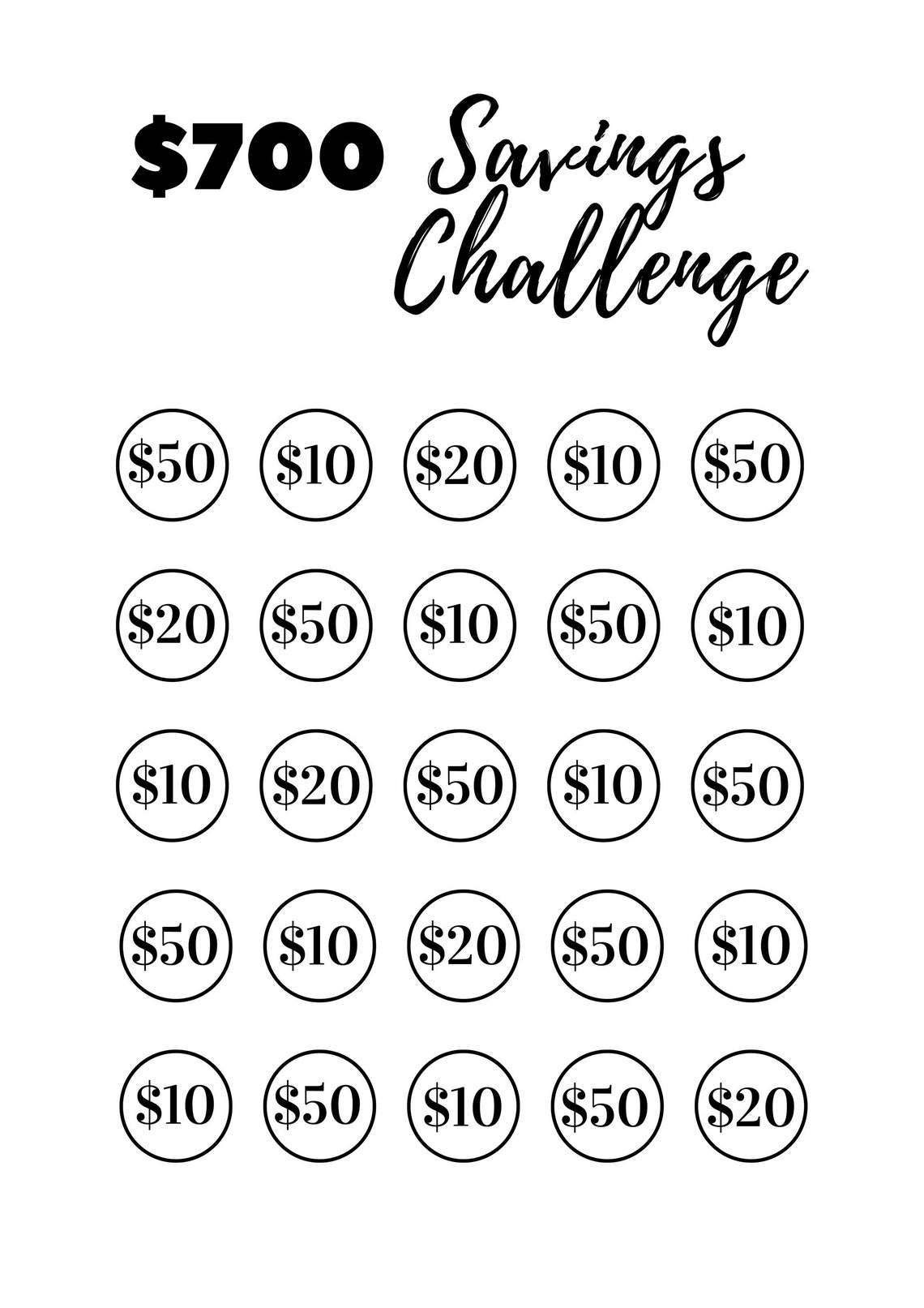 700 Savings Challenge, Save 700, Printable Savings Tracker, Budget, PDF ...