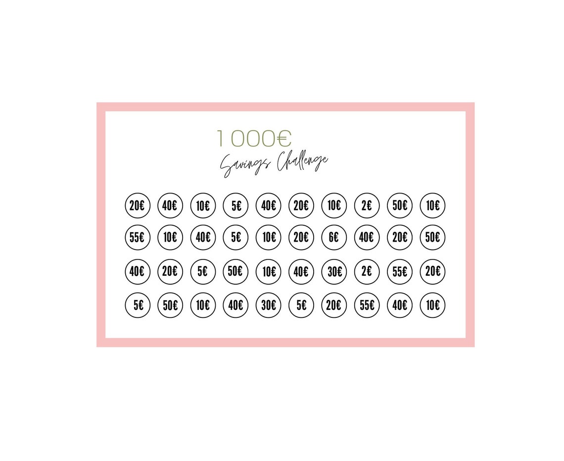 A6 1000 Savings Challenge A6 1000 Savings Binder Insert A6 - Etsy
