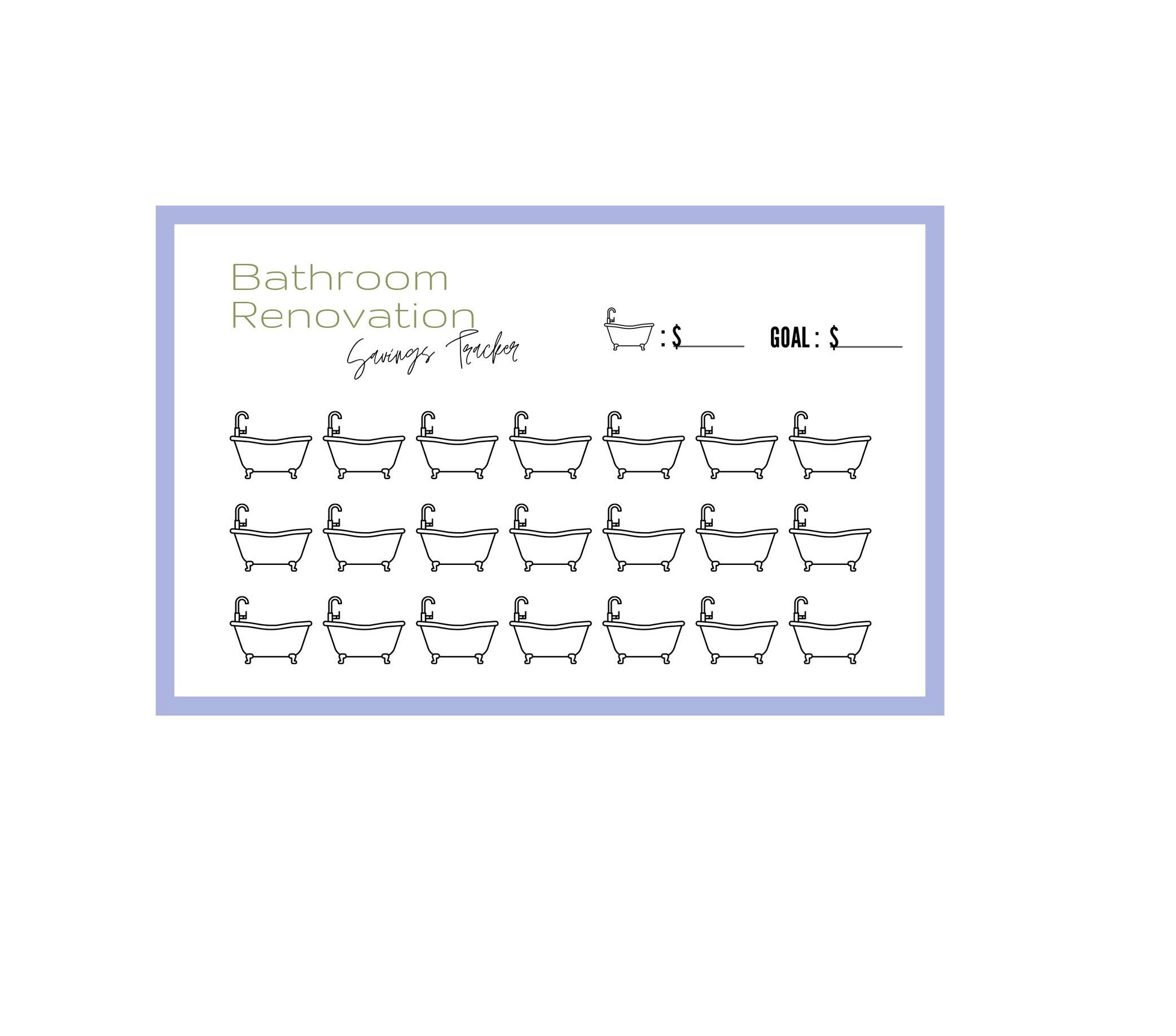 A6 Bathroom Renovation Savings Tracker, A6 Savings Binder Insert, A6 ...
