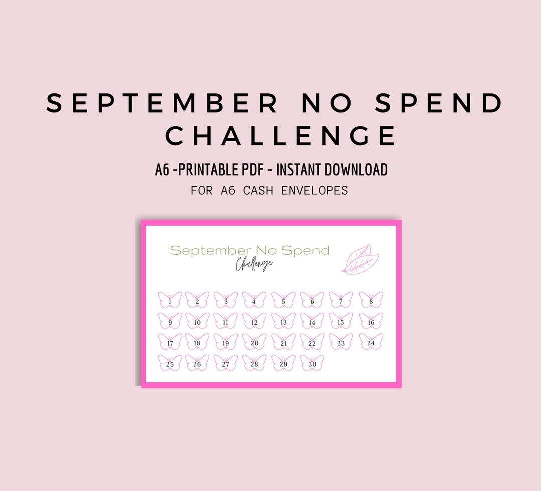 September No Spend Challenge Tracker Digital, A6 Savings Binder Insert ...