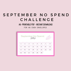 September No Spend Challenge Tracker Digital, A6 Savings Binder Insert ...