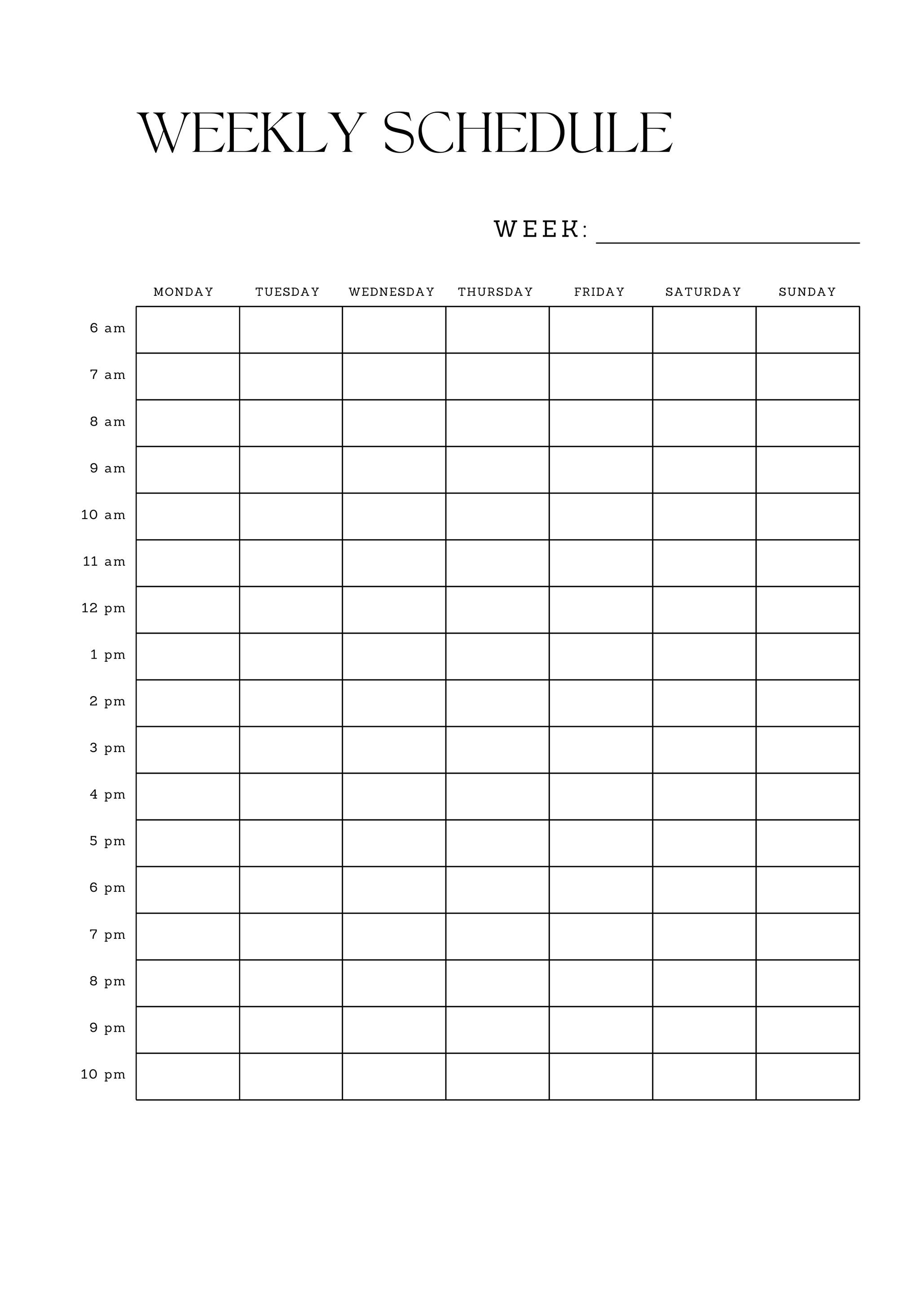 A4 Weekly Schedule Printable Printable Weekly Planner Weekly Planner ...