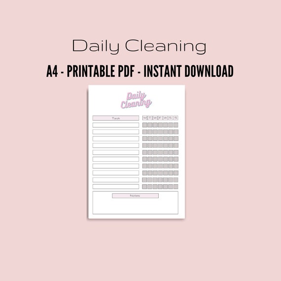 Printable Cleaning Checklist Daily Cleaning List Cleaning - Etsy