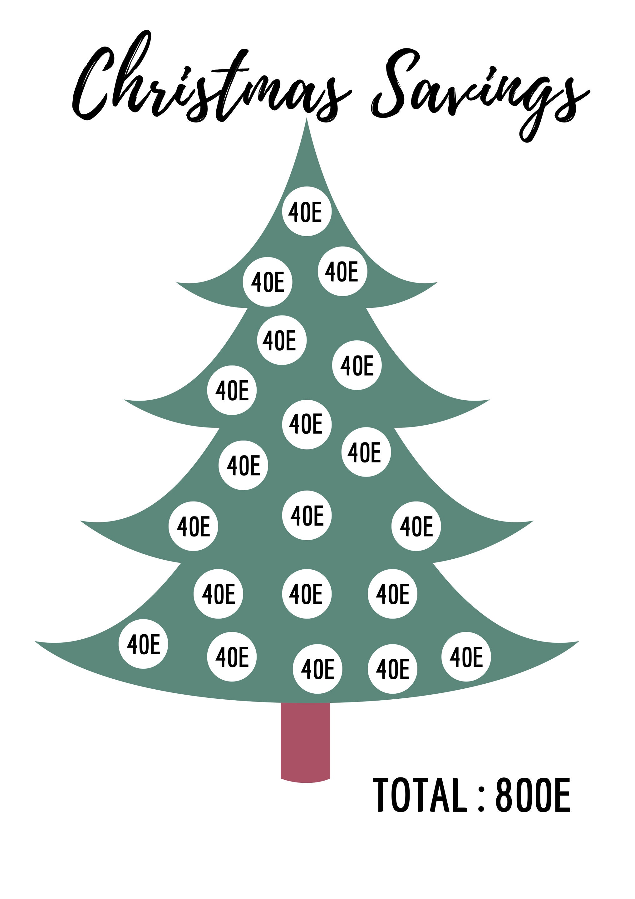 Christmas Savings Tracker Printable, Christmas Savings Goal 800 ...