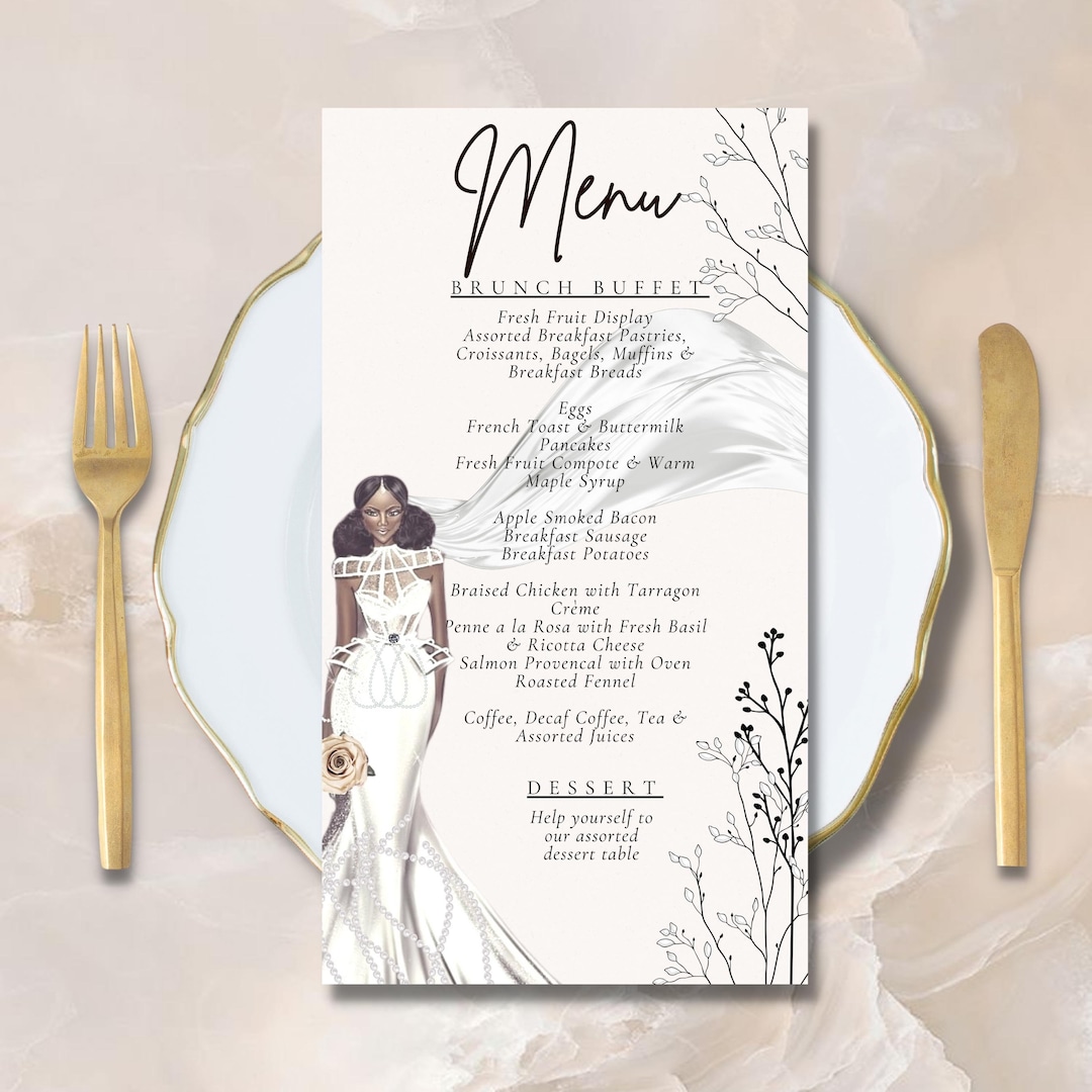 Neutral Bridal Shower Menu Card Template Instant Digital - Etsy