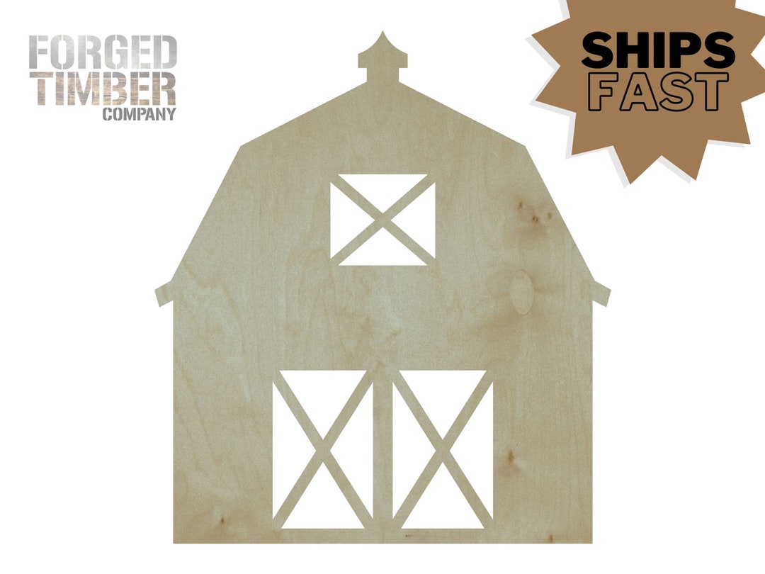 Barn Cutout | Unfinished Wooden Barn Shaped Craft Plywood Cutout 1/8 ...
