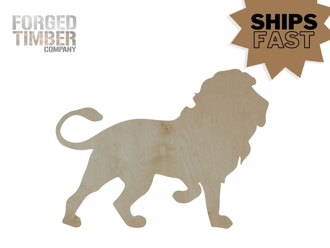 Lion Cutout | Unfinished Wooden Lion Shaped Craft Plywood Cutout 1/8 ...