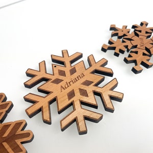 Personalized Snowflake Ornament - Custom Wood Name Snowflake Ornament ...