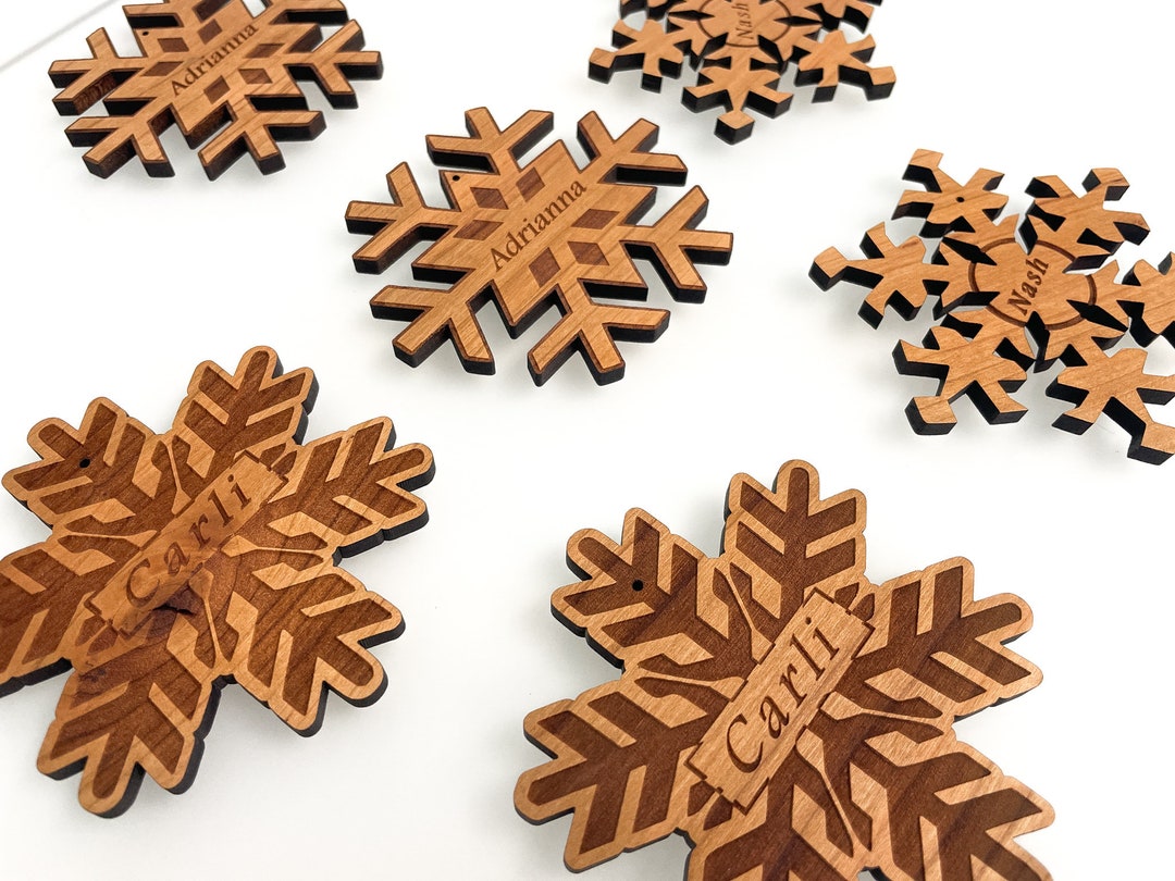 Personalized Snowflake Ornament - Custom Wood Name Snowflake Ornament ...