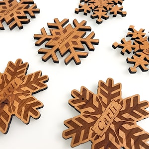 Personalized Snowflake Ornament - Custom Wood Name Snowflake Ornament ...