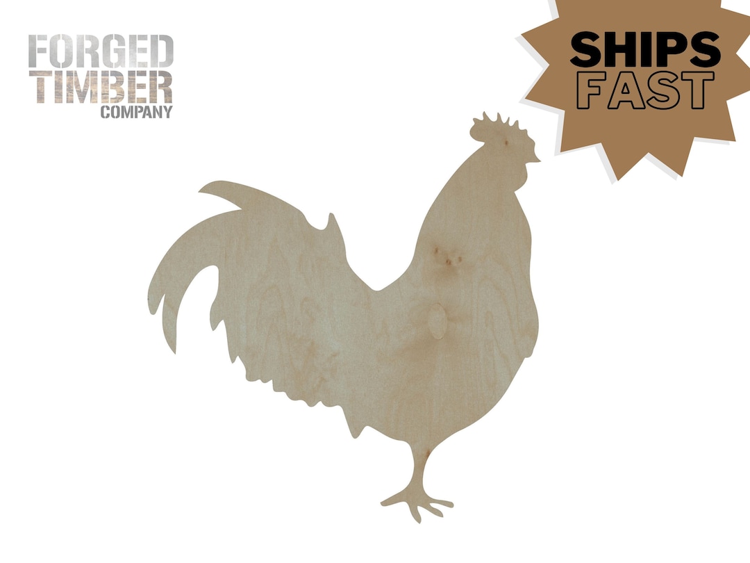 Rooster Cutout | Unfinished Wooden Rooster Shaped Craft Plywood Cutout ...