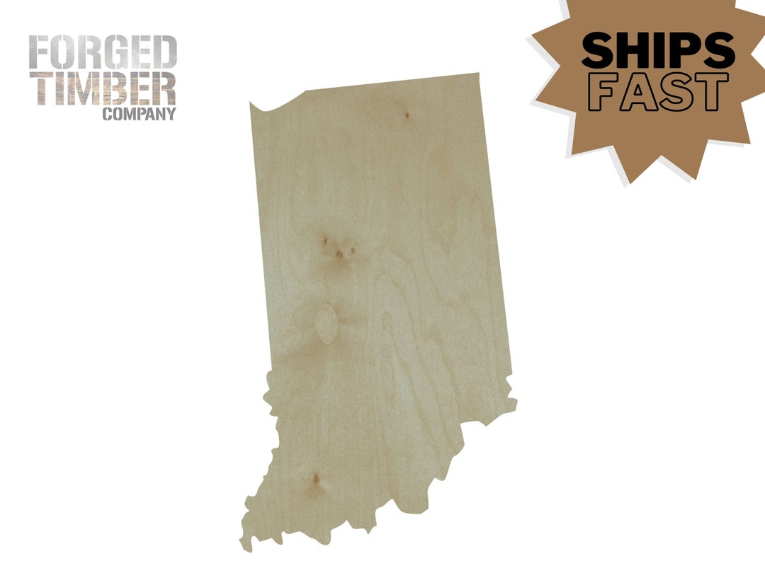 Indiana Cutout | Unfinished Wooden Indiana State Shaped Craft Plywood ...