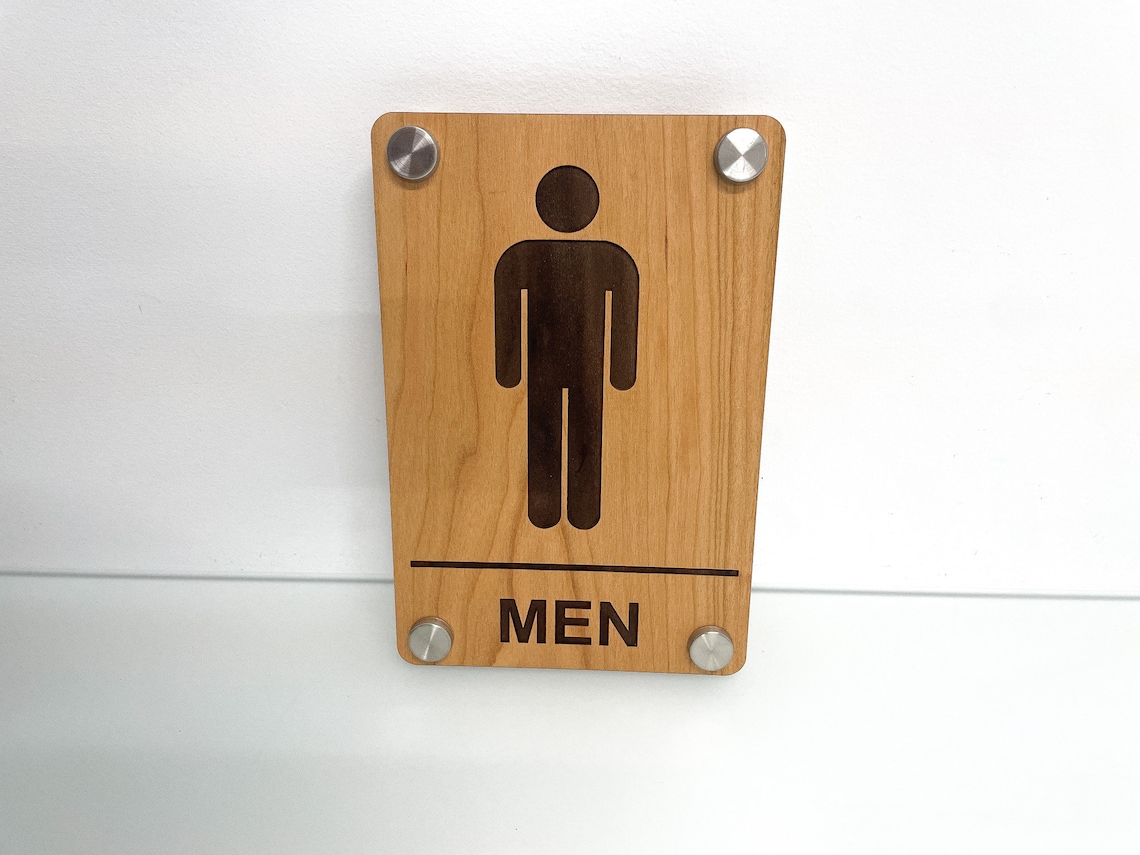 Cherry Wood Restroom Sign, Office Door Floating Sign - Etsy