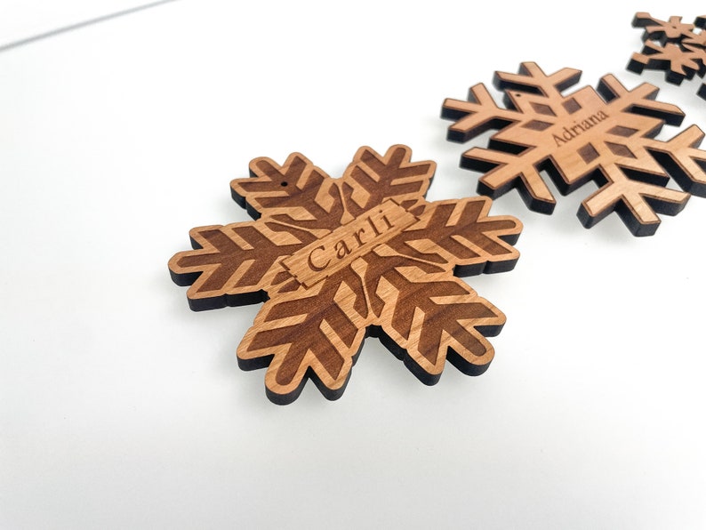 Personalized Cherry Wood Snowflake Ornament - Laser Engraved Name - Etsy
