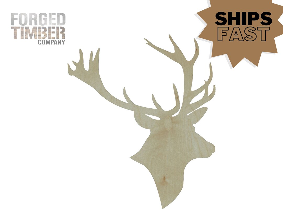 Deer Cutout Unfinished Wooden Deer Shaped Craft Plywood Cutout 1/8 or 1 ...