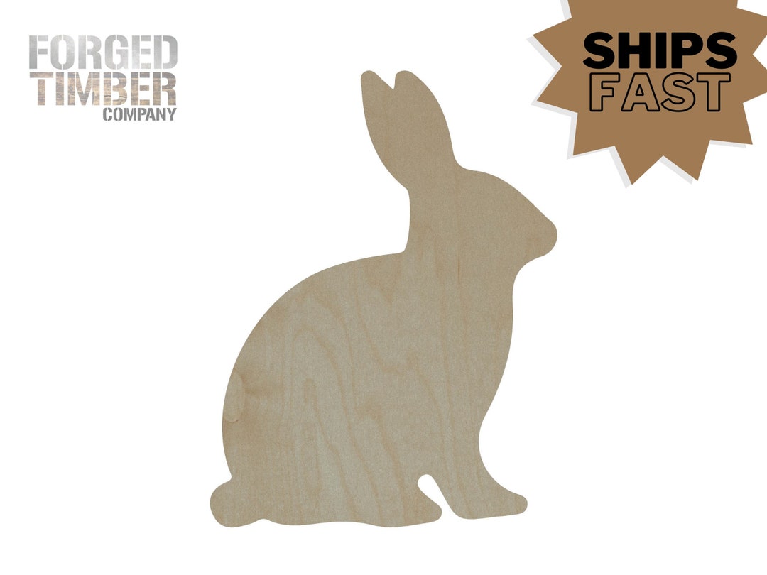 Rabbit Cutout | Unfinished Wooden Rabbit Shaped Craft Plywood Cutout 1/ ...
