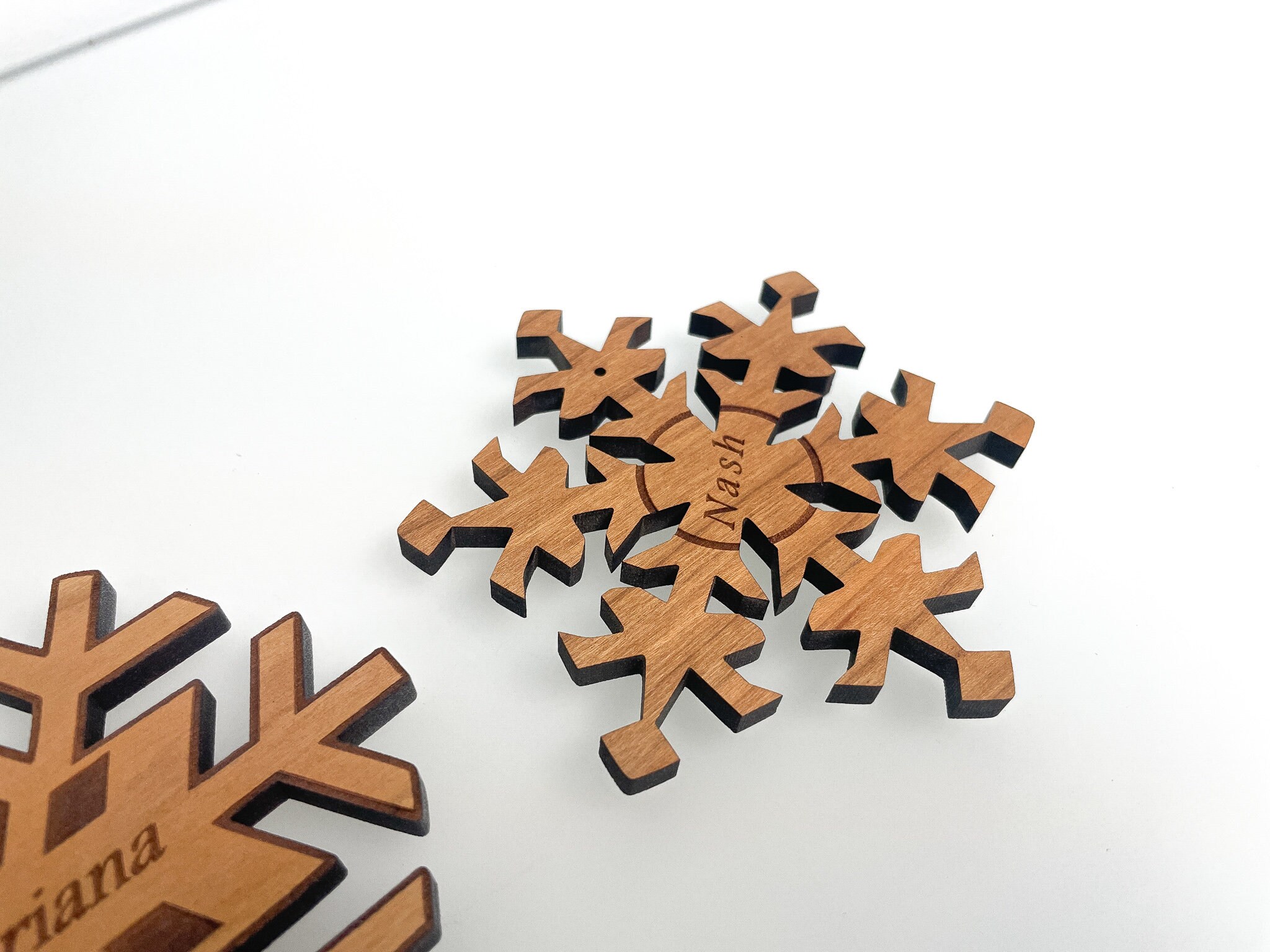 Personalized Snowflake Ornament Custom Wood Name Snowflake - Etsy