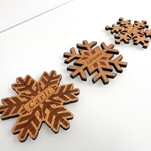 Personalized Snowflake Ornament - Custom Wood Name Snowflake Ornament ...