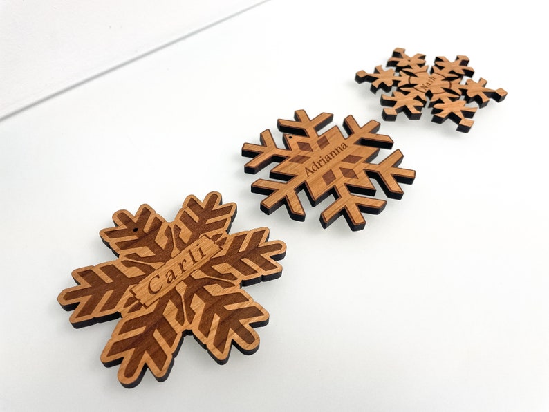 Personalized Snowflake Ornament Custom Wood Name Snowflake - Etsy