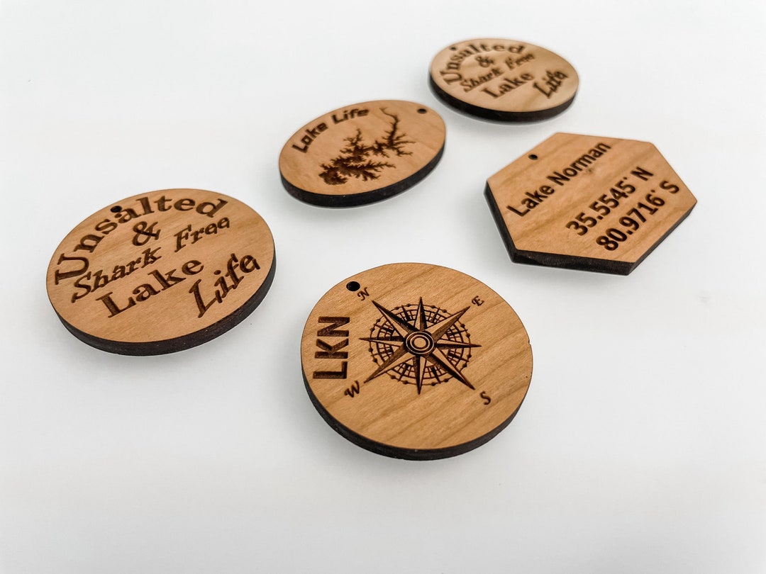 Lake Wood Keychains Lake Outline Coordinates Compass - Etsy