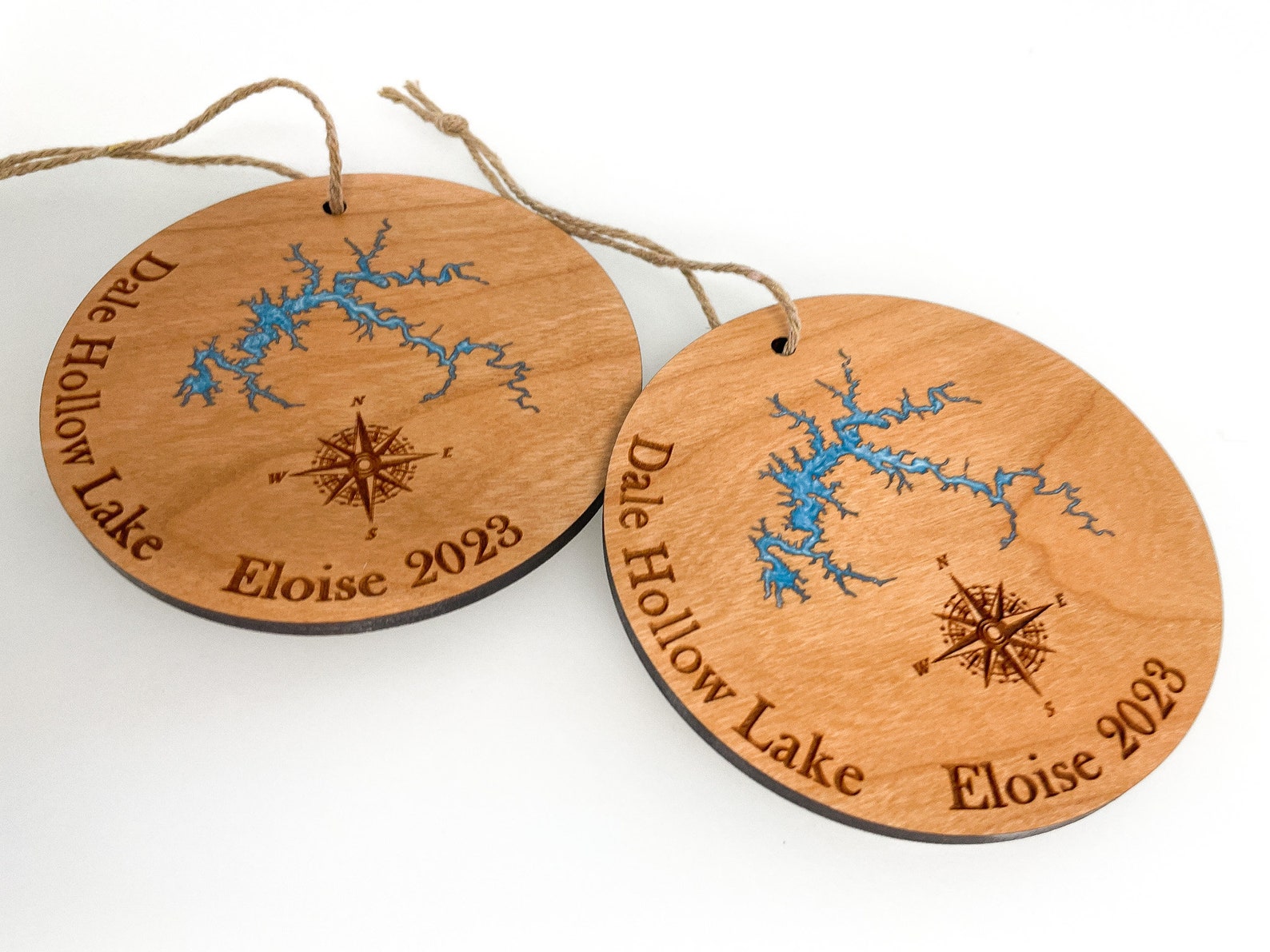 Lake Map Epoxy Ornaments - ANY LAKE! Custom Wood Décor Laser Engraved ...