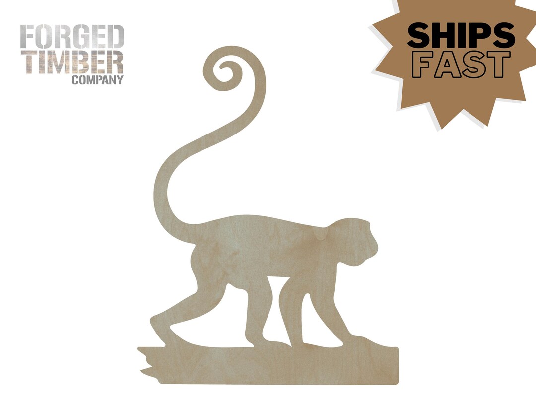 Unfinished Wooden Monkey Cutout | Craft Plywood Shape - Etsy