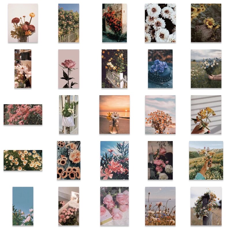 50 Pc Romantic Cutecore Floral Aesthetic Assorted Vinyl Stickers ...