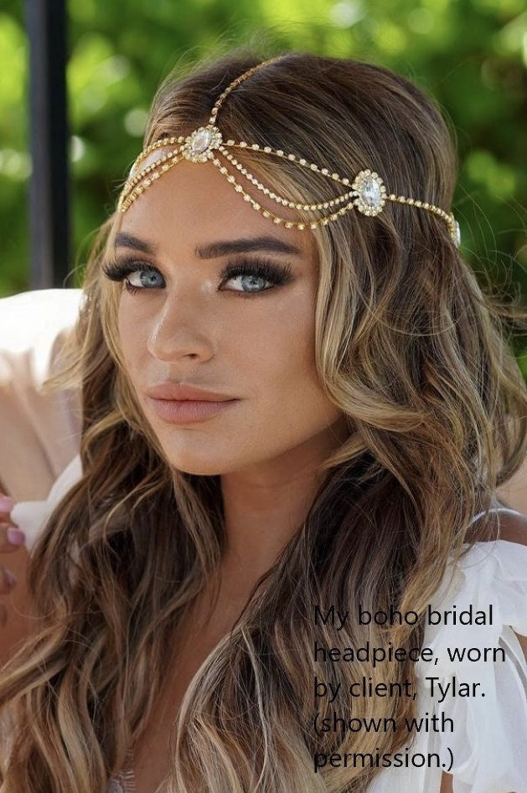 Boho Bridal Wedding Head Chain With Rhinestones - Etsy