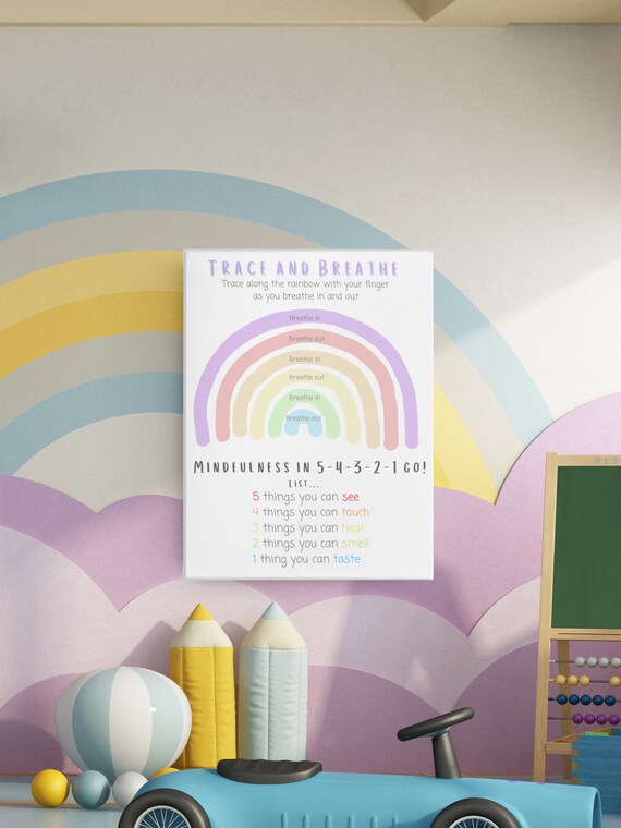 Breathing Exercise Poster Mindfulness Exercise Rainbow - Etsy